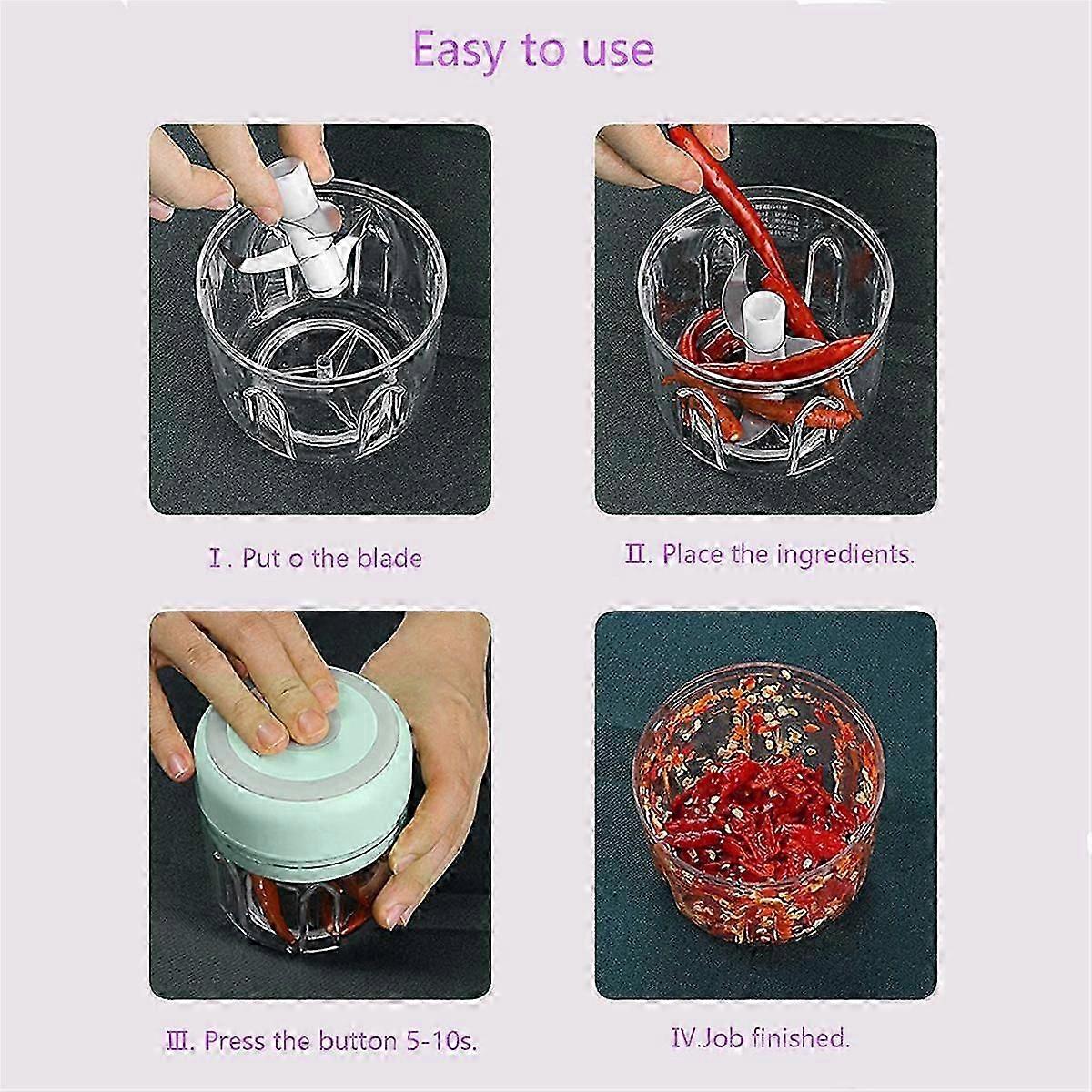 Electric Mini Food Chopper Rechargeable Small Food Processor Agitator A ...