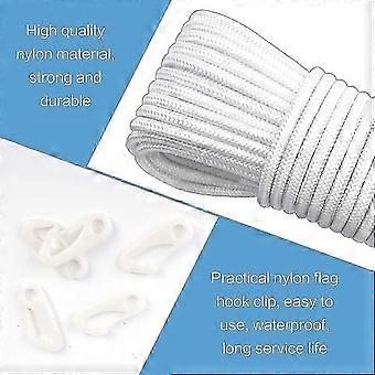 20m Nylon Flag Rope Flagpole Rope 6mm Thick White Flagpole Halyard Rope ...