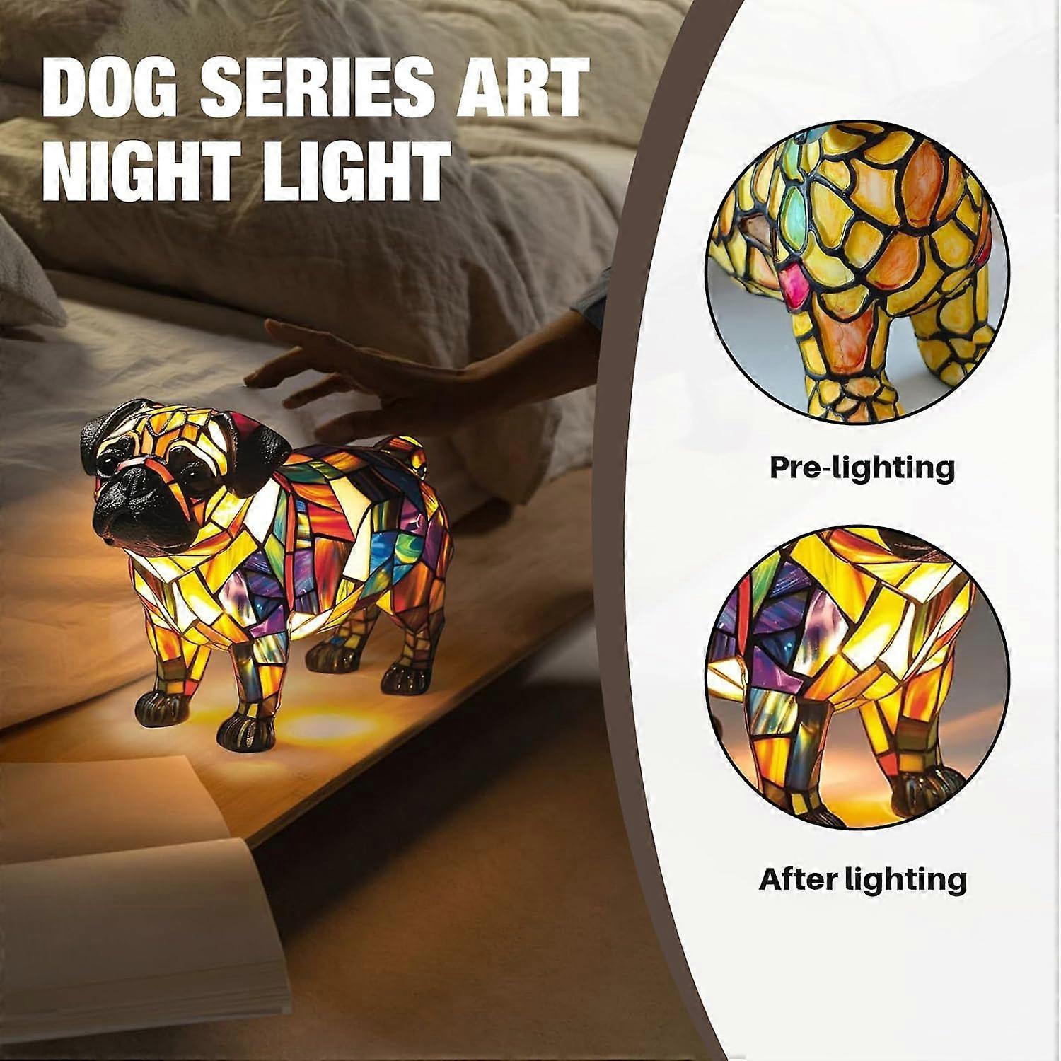 Pug lights, resin Pug lights, dog series artistic night lights, cute ...