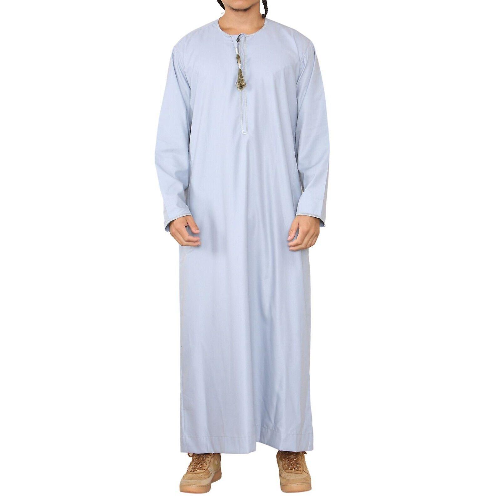 Mens Blue Thobe Jubba Saudi Islamic Arab Eid Emirati Kaftan Jubbah ...