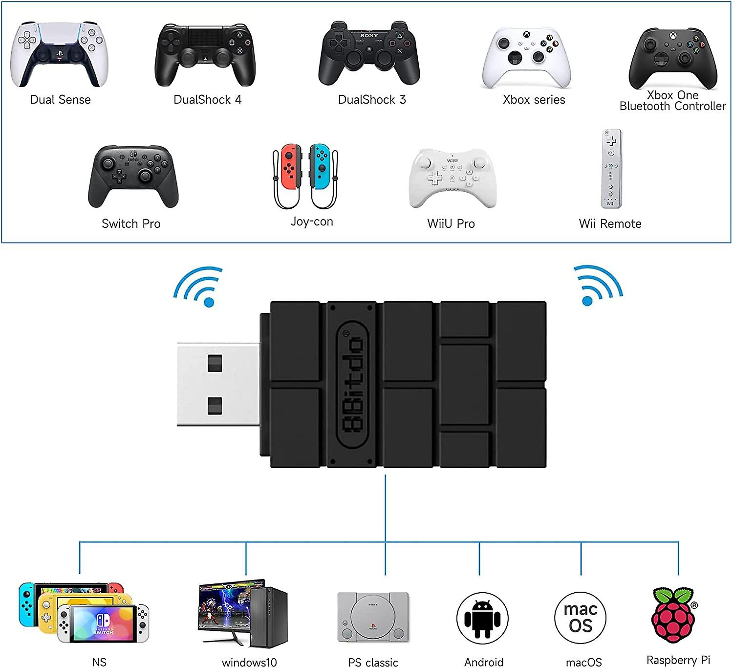 Wireless Usb Adapter 2 With Cable Otg For Switch/switch Oled, Windows ...