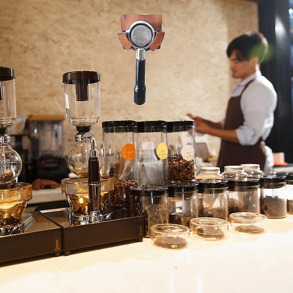 Coffee Portafilter Wall Rack Wooden For 51/53/54/58mm Wall Mount Holder ...