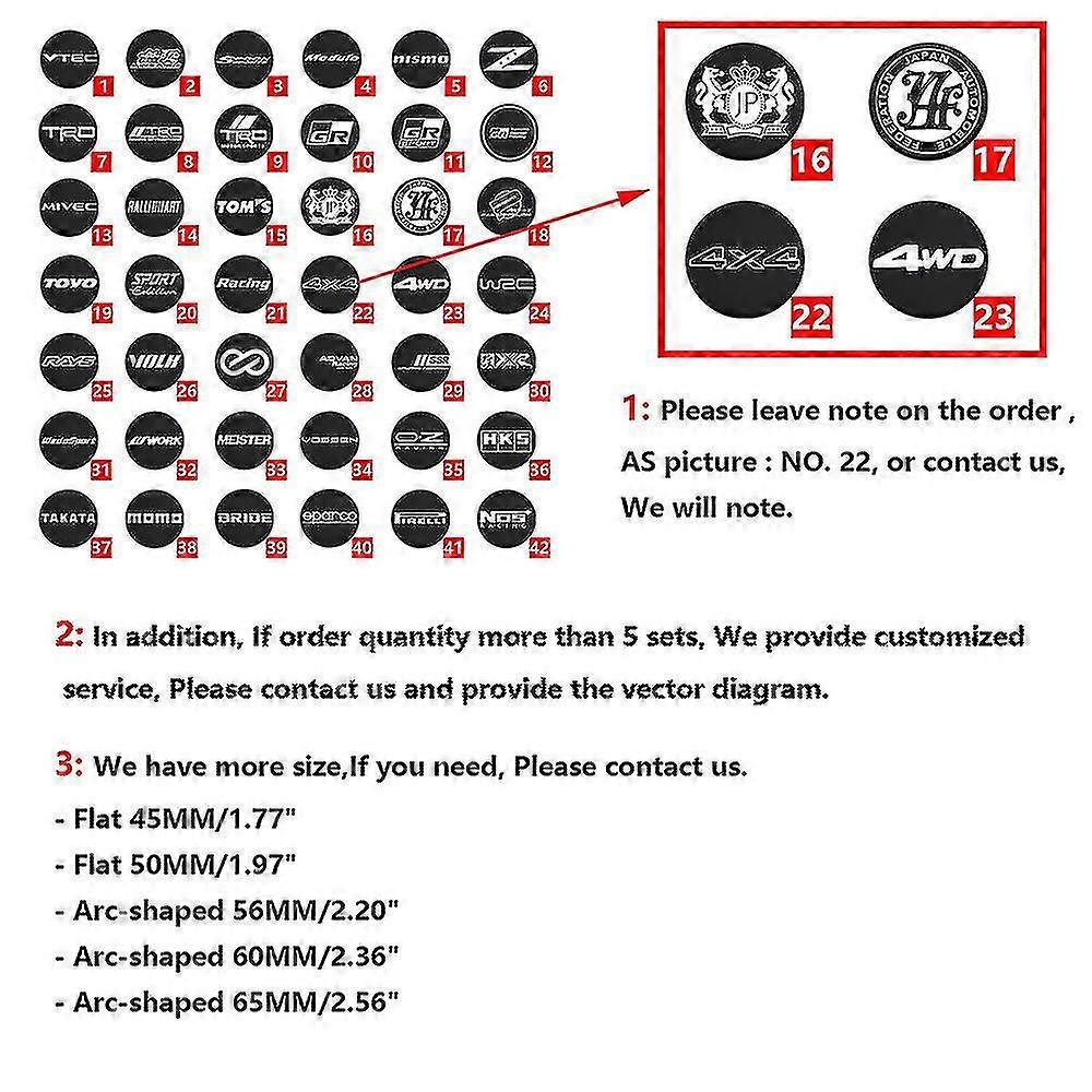 4pcs 45/50mm/56mm/60mm/65mm Car Rim Center Sticker Com Wheel Cover Hub ...