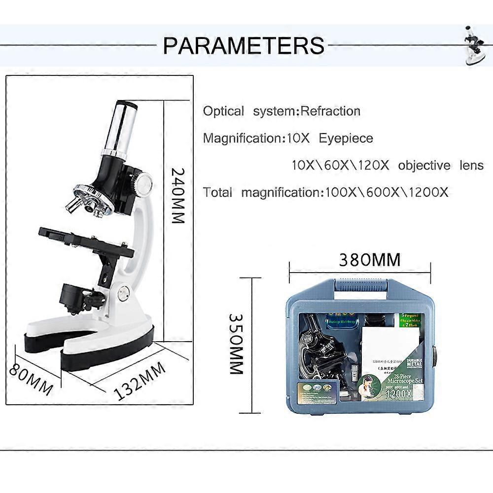 Microscope Set with Accessories Kit 100X-1200X Children Kids Students ...