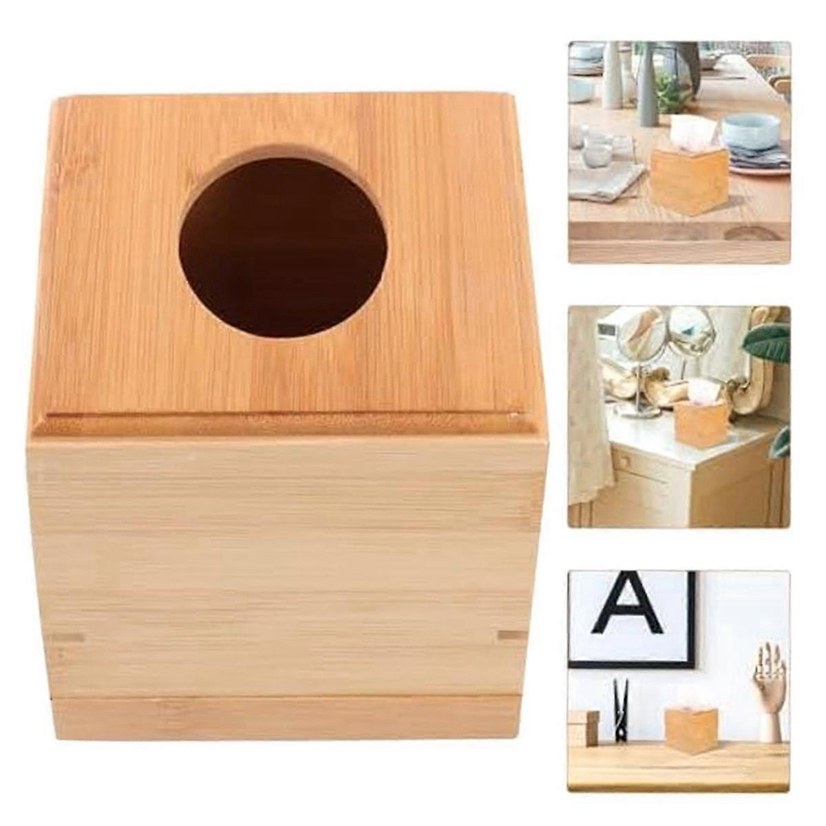 Roll Wooden Square Tissue Box Tissue Paper Holder Farmhouse Tissue Case ...