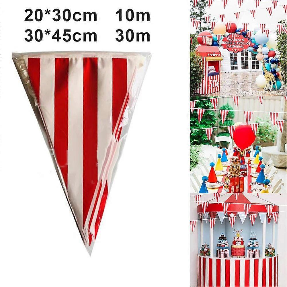10/30M Carnival Theme Party Flag Decorations White Striped Pennant ...
