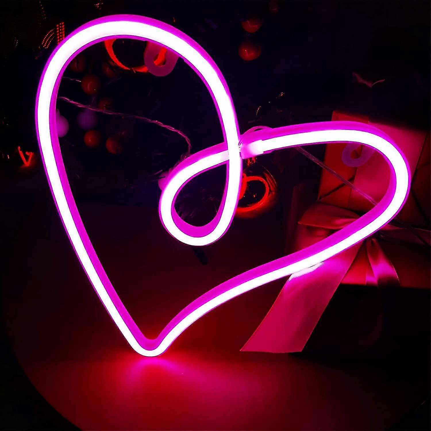 Heart Neon Signs Led Neon Light Sign Wall Decoration Usb Charging ...