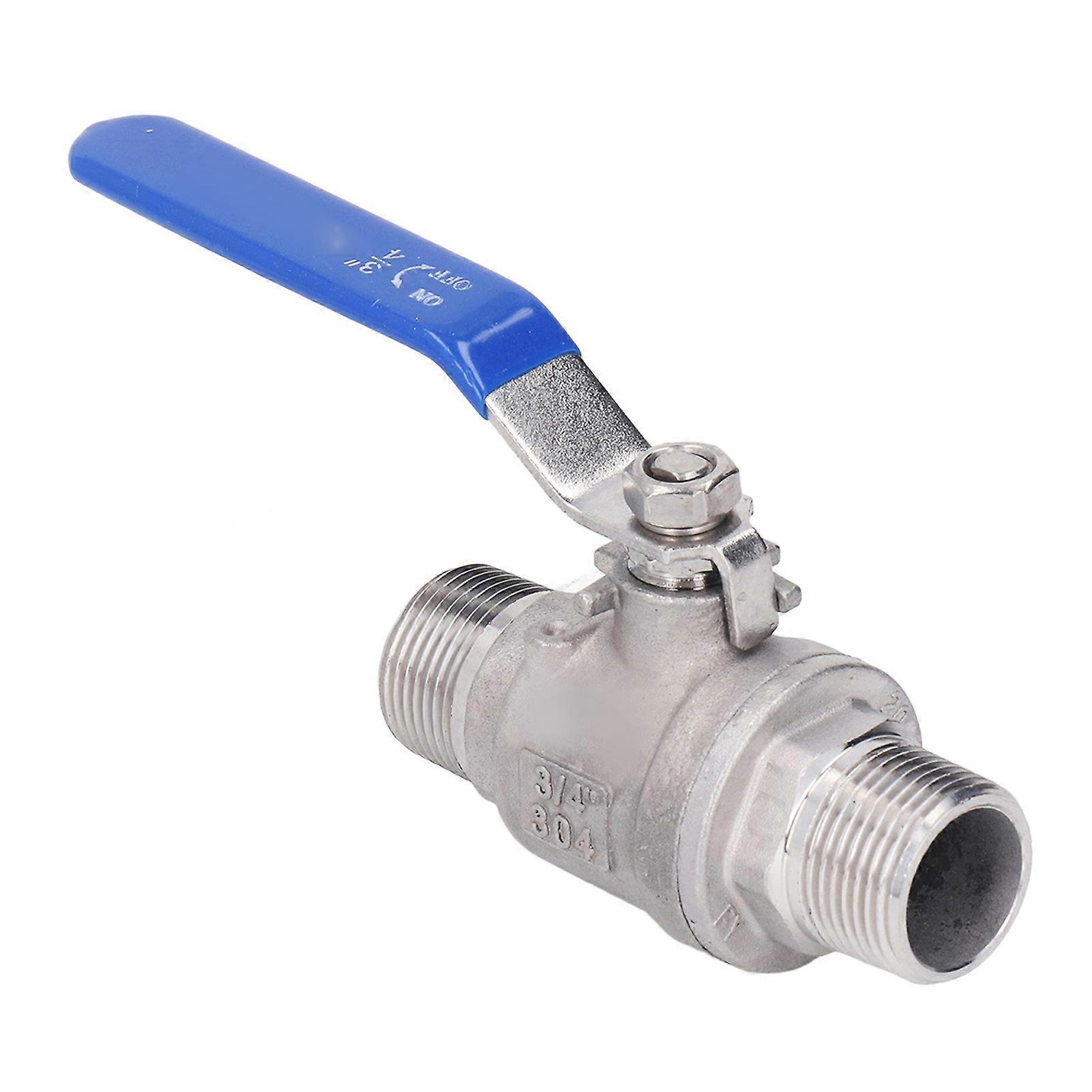 Ball Valve 304 Stainless Steel NPT 3/4in 2 Male Thread Manual Drive Cut ...