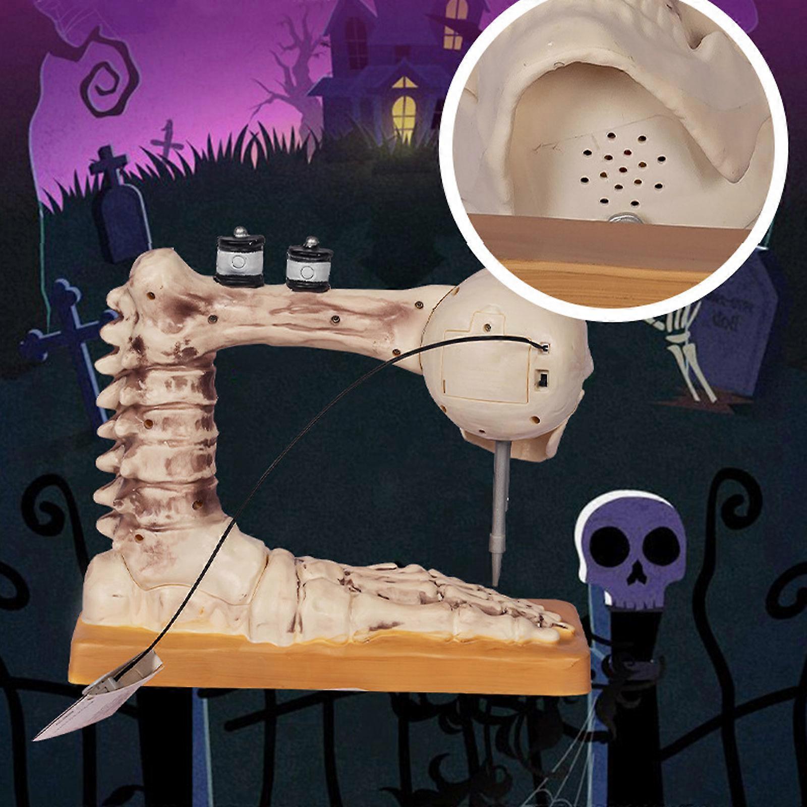 Scary Skeleton Sewing Machine with LED Red Eyes, Halloween Sound ...