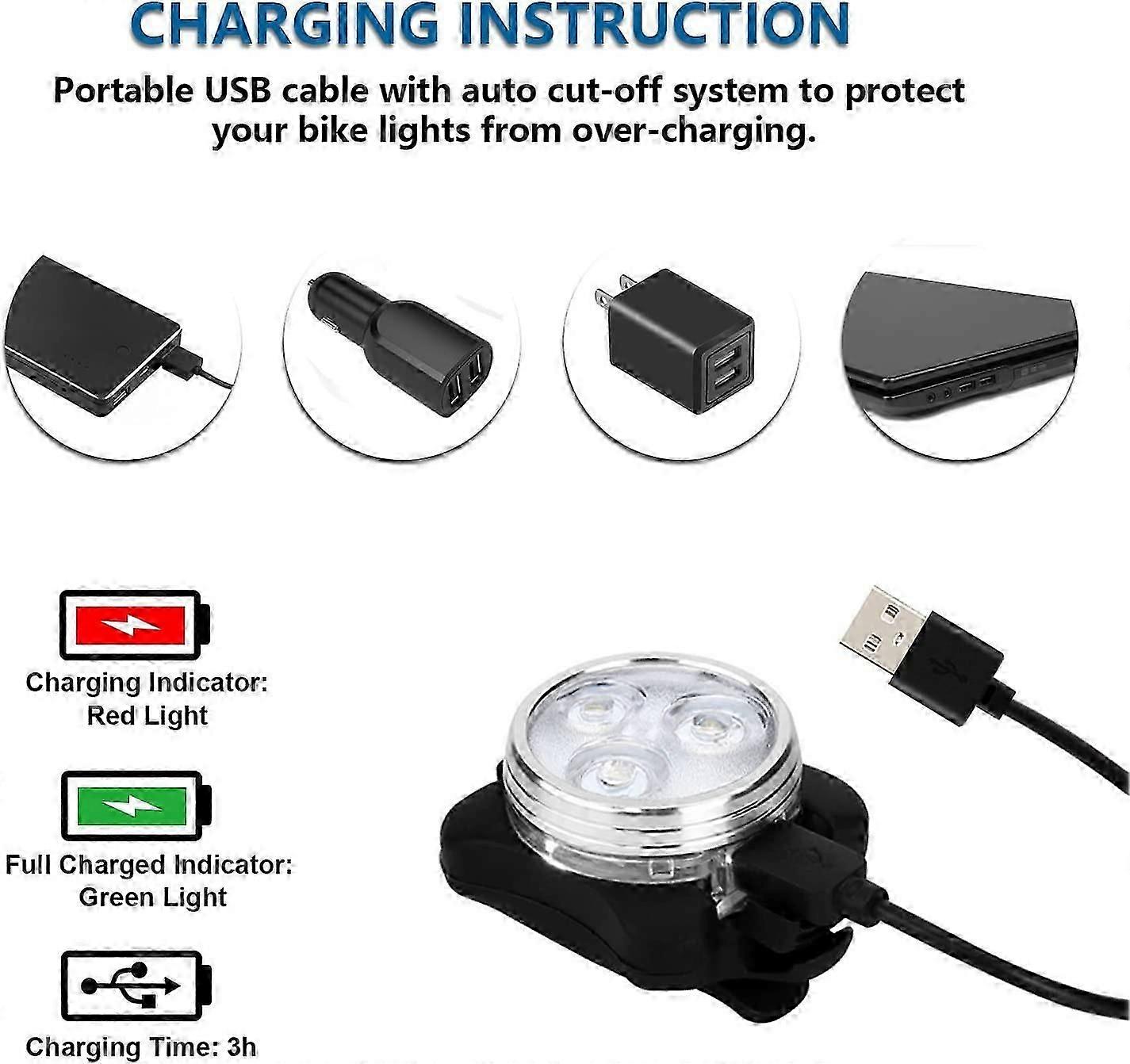 Bike Light Set, Super Bright USB Rechargeable Bike Light, Waterproof ...