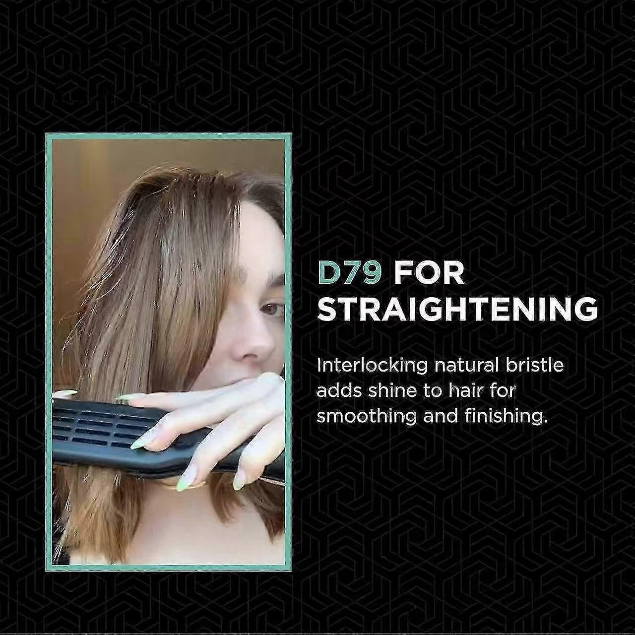 Thermoceramic Hair Straightening Brush D79 with Boar Bristles for Wide, Wavy, Curly & Coily Hair ...