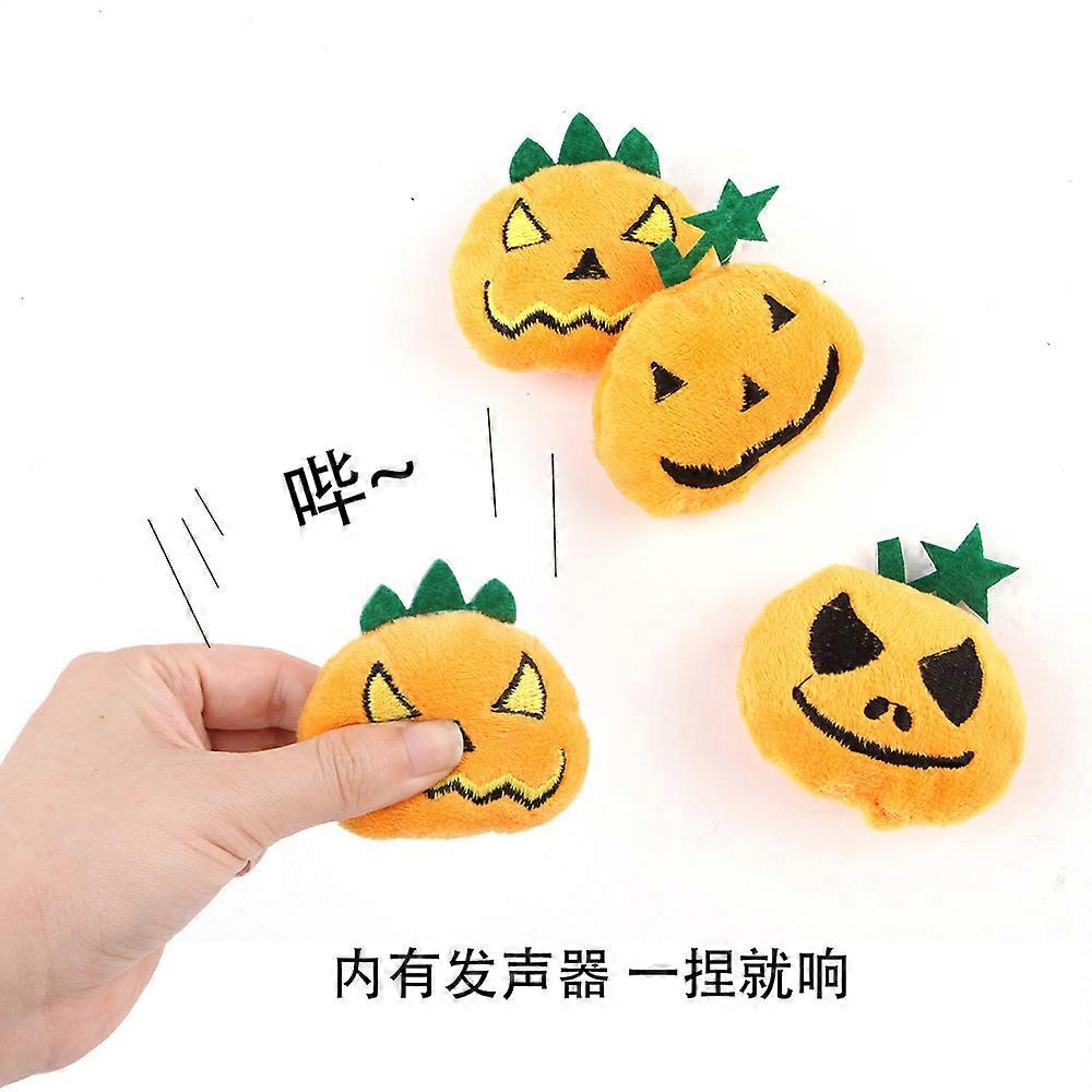 Halloween Smiley Face Pumpkin Ghost Face Squeaky Cat Chew Toy for ...