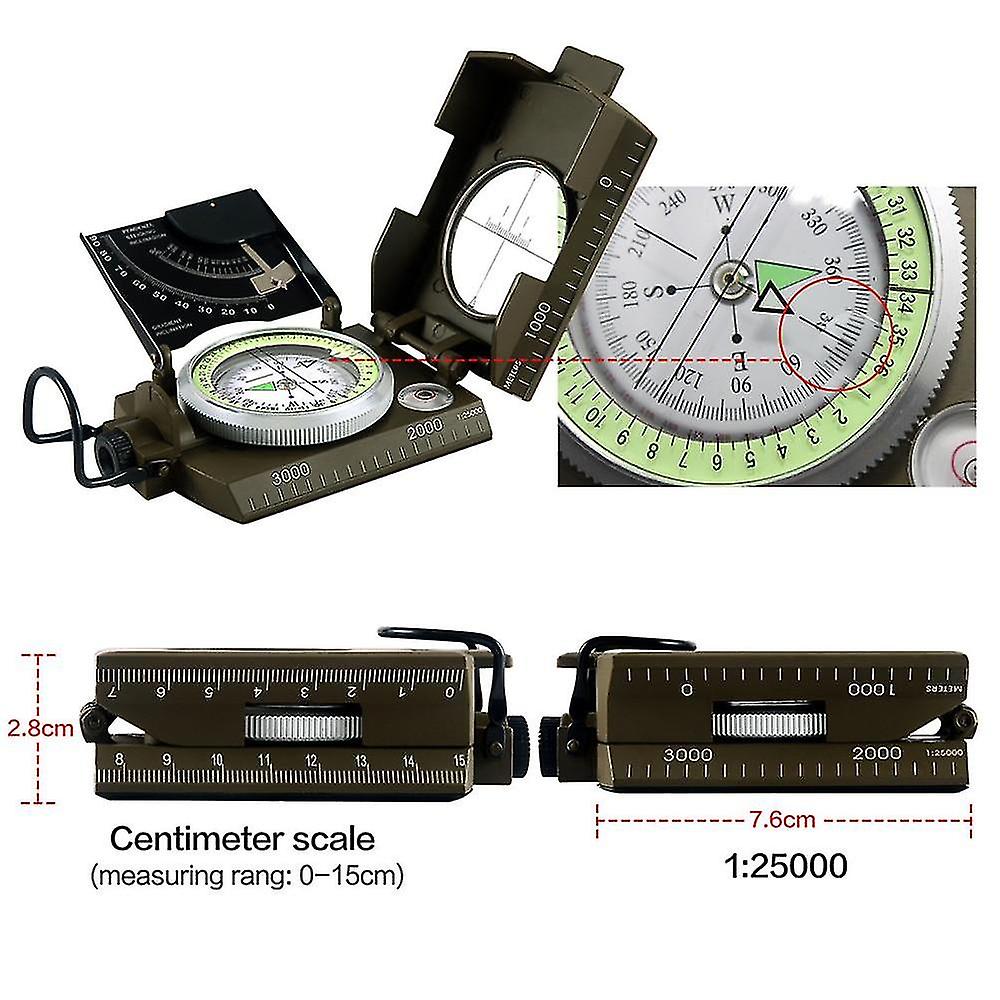 Professional Compass Military Army Geology Compass Sighting Luminous ...