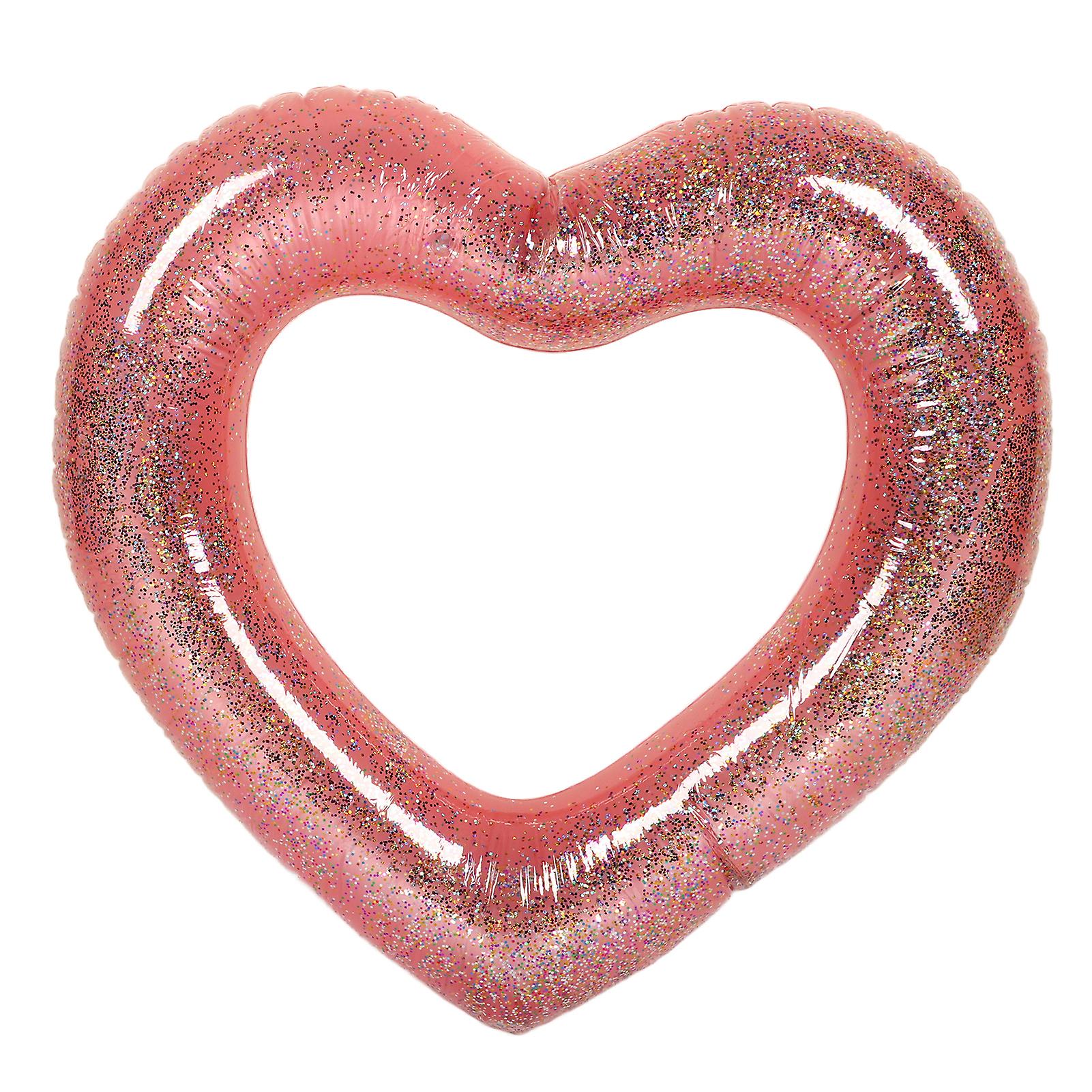 Rose Gold Sequins Heart Shape Swimming Ring Glitter Inflatable Heart ...
