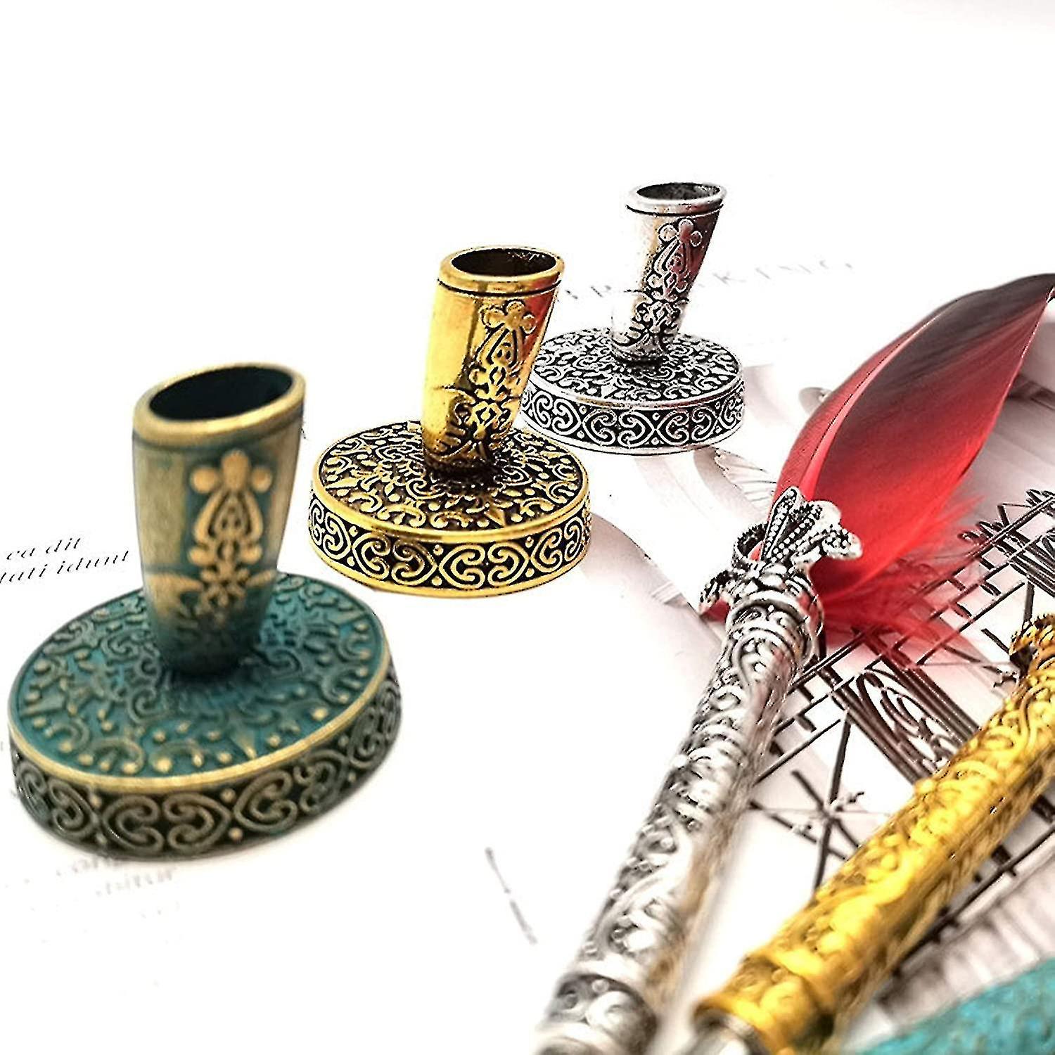 Feather Quill Dip Pen Stand Holder, Feather Pen Nib Stand Pen Plugs ...