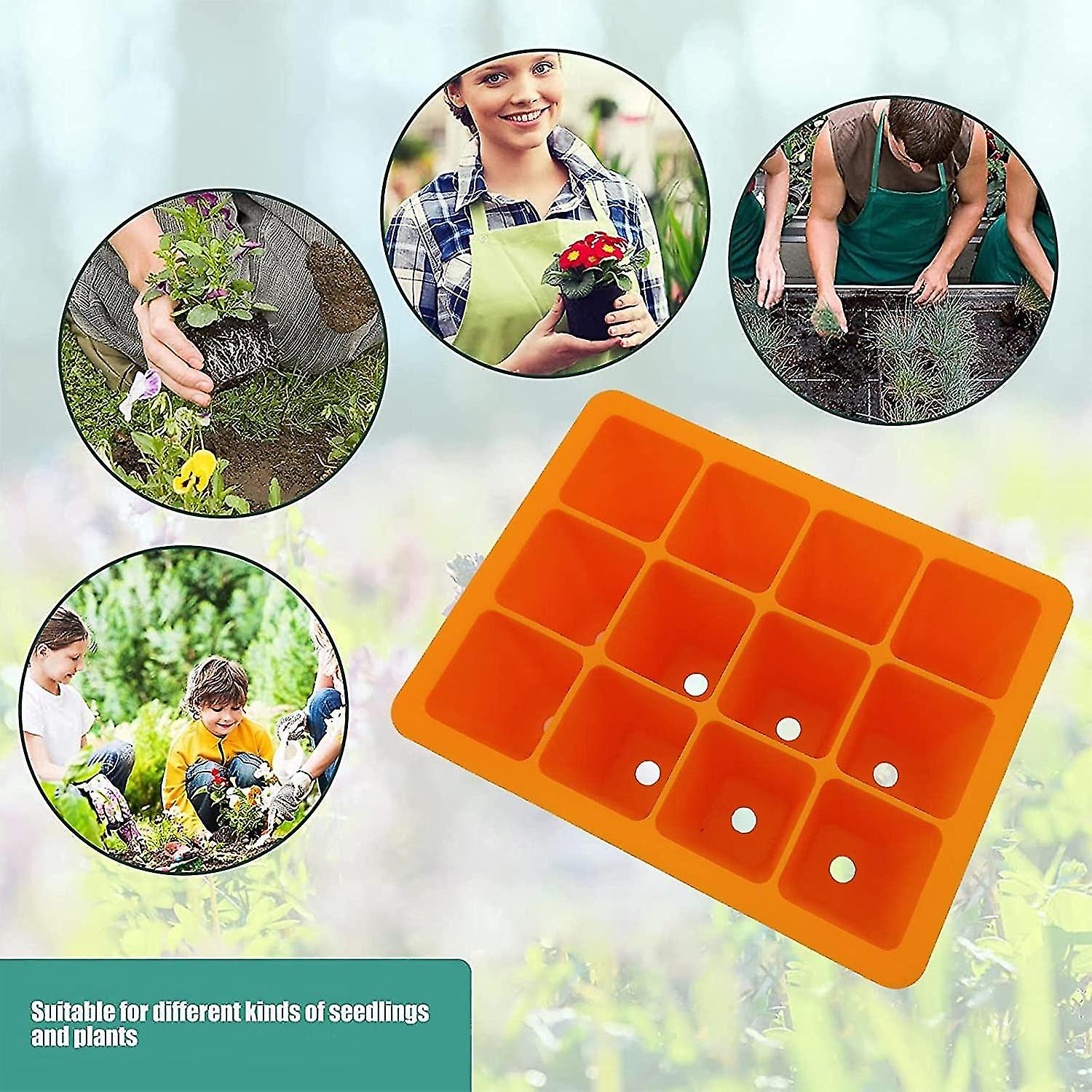 Silicone Seed Tray, 12 Cells Indoor Seed Trays For Seedlings Reusable ...