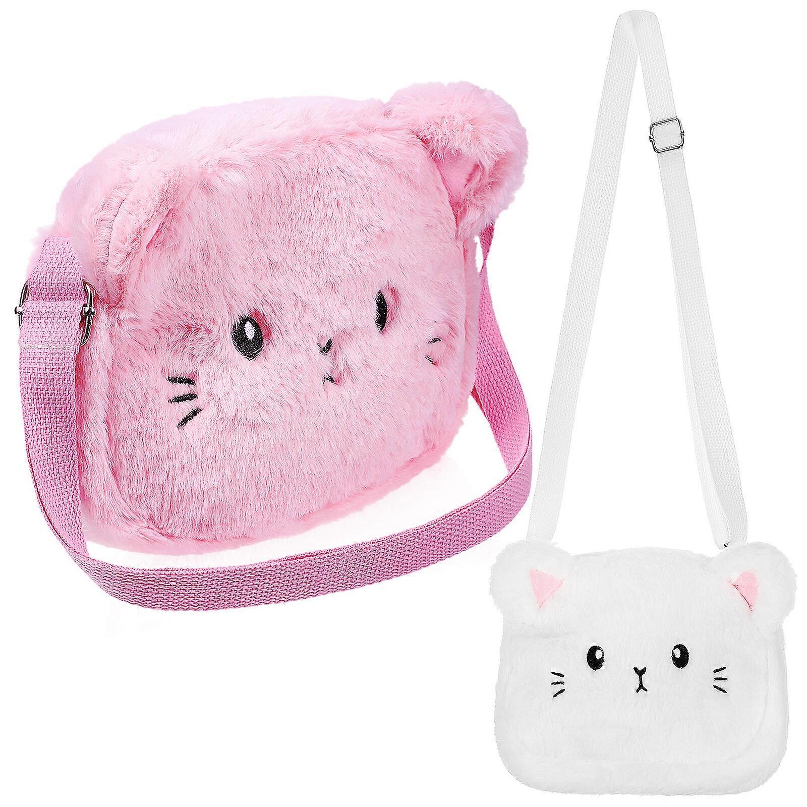 2pcs Plush Shoulder Bag Mini Zipper Bag Fluffy Crossbody Bag Cute Small ...