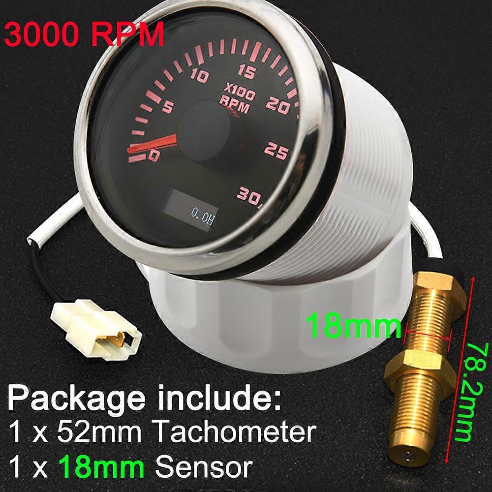 52mm Tachometer With Sensor M16 Tacho Gauge 0-3000 RPM Metwe 2 Stroke ...