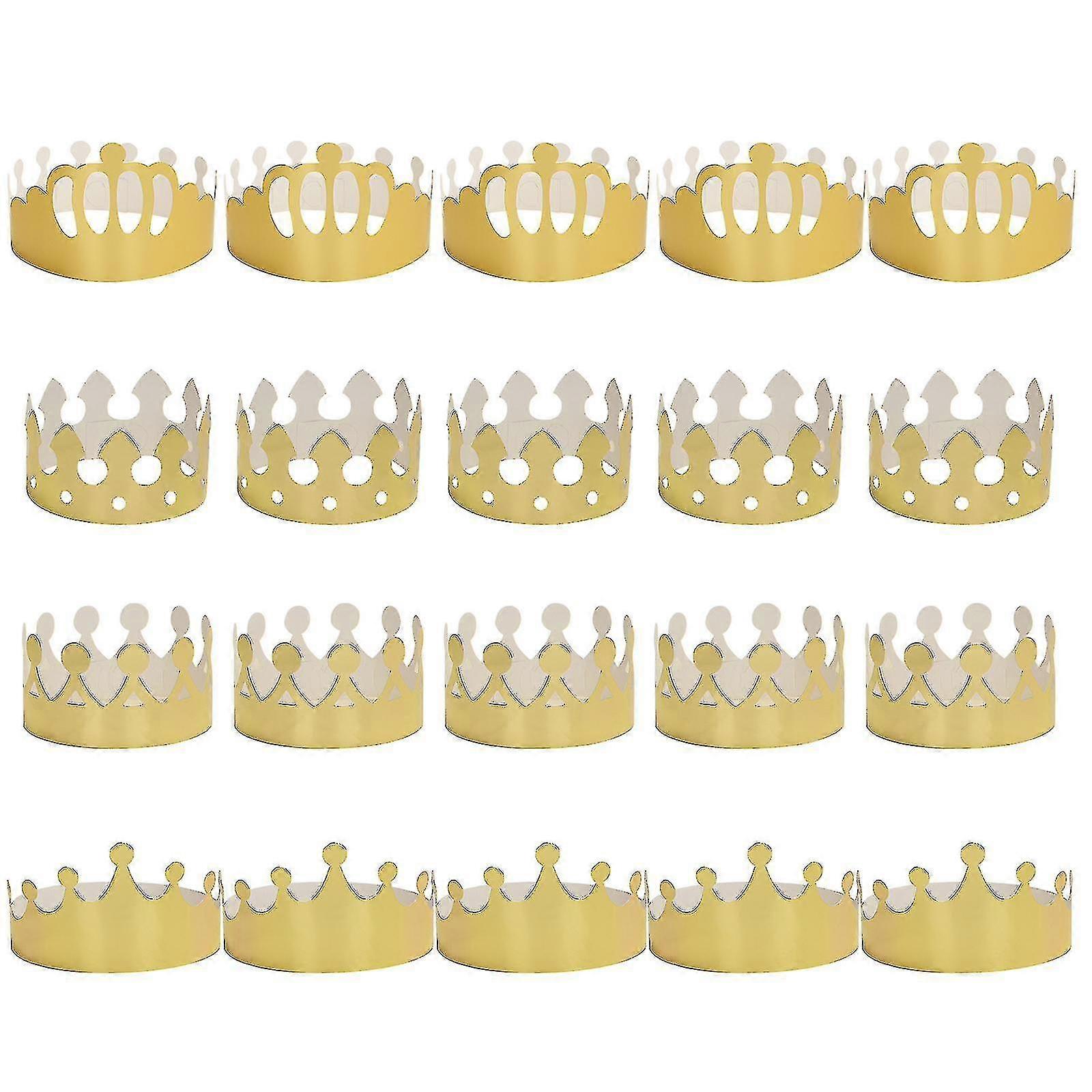 Queen"s Crown King Hats, 20pcs Paper Crowns, Gold 63x16cm, Easy To Use ...