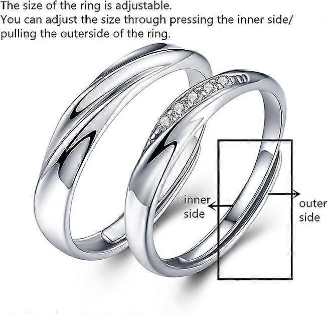 LINJOU Endless Love Couple Rings Silver 925 Adjustable Rings (Couple ...