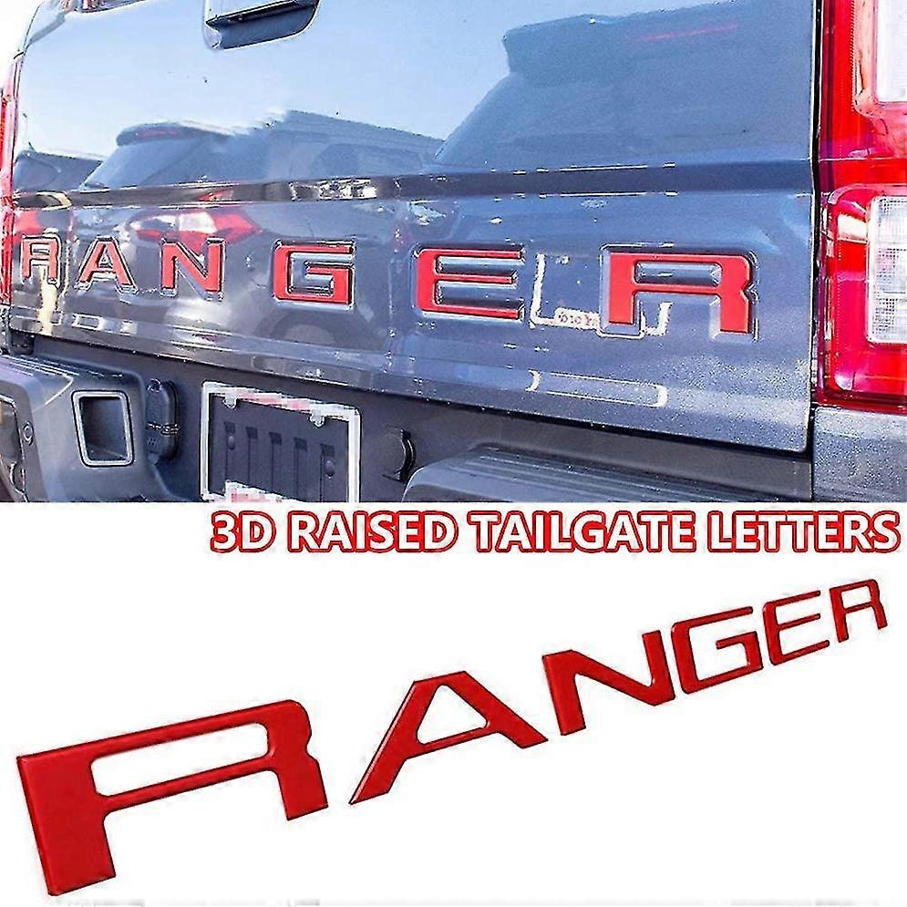 tailgate insert letters for ford ranger 2019 2020, emblems (red ...