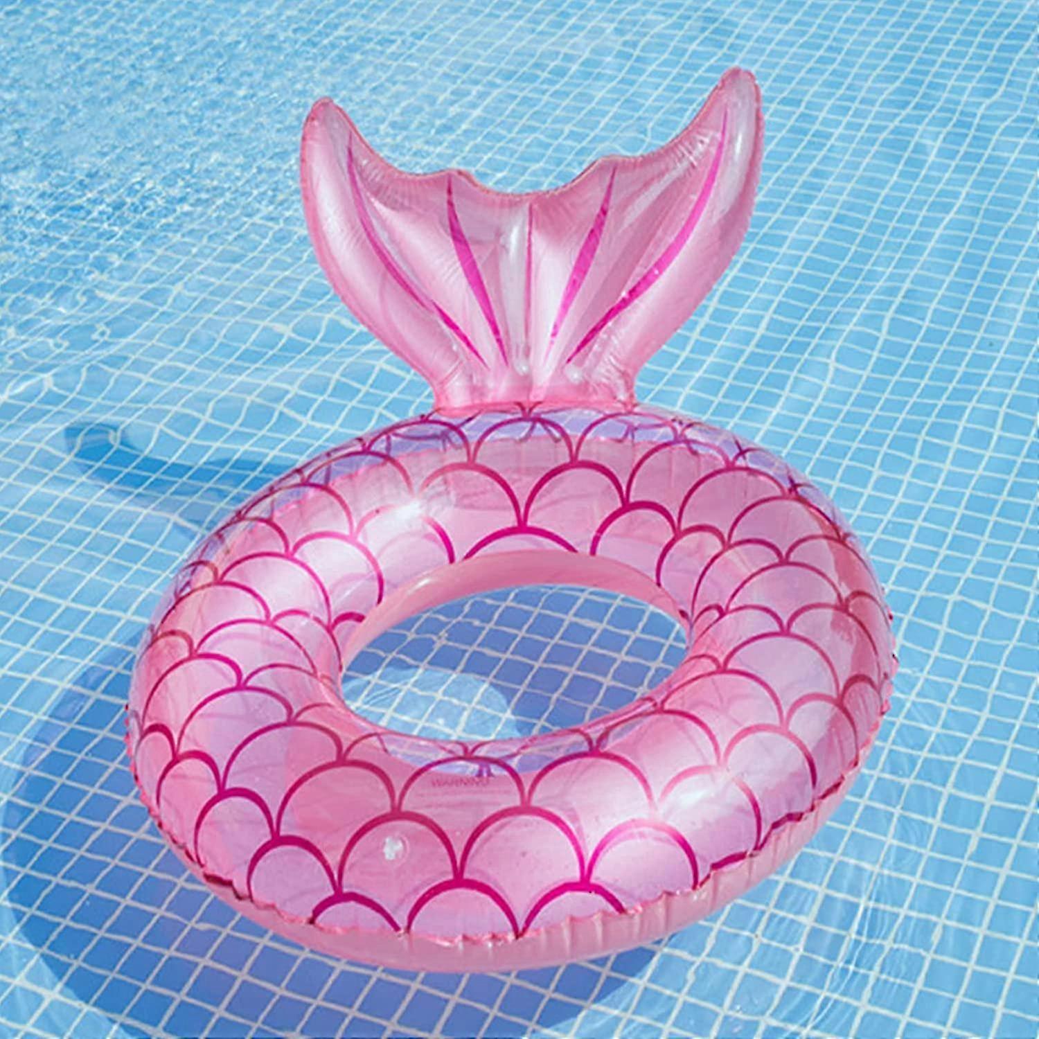 Mermaid Pool Float, Inflatable Mermaid Swimming Ring Floating Bed Float ...