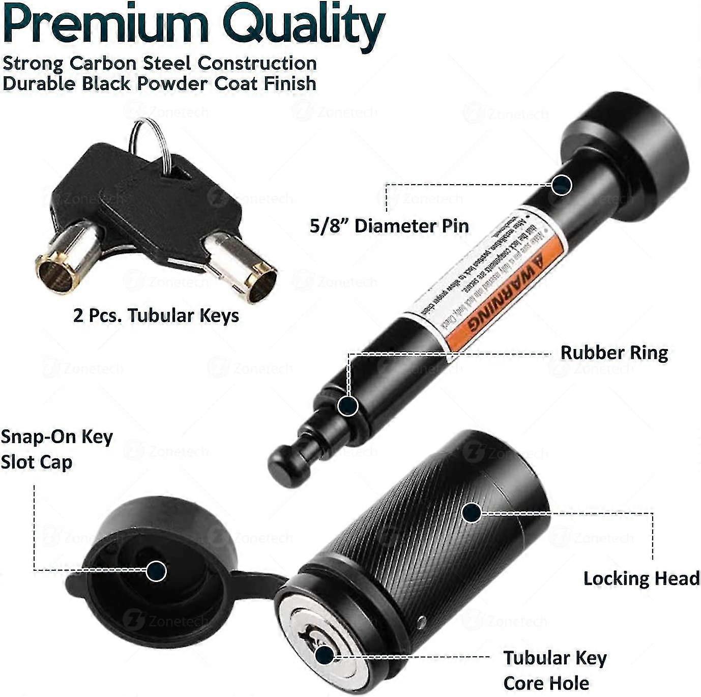 Trailer Hitch Receiver Lock - Premium Quality Anti-theft 5/8" Pin For ...