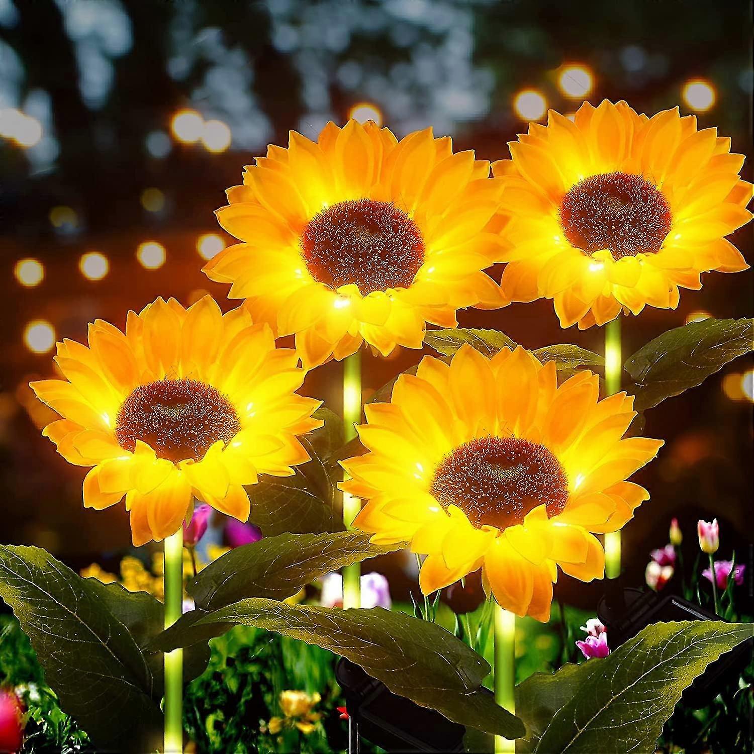4 Pack Realistic Solar Lights for Garden Decor, Beautiful Solar Lights ...