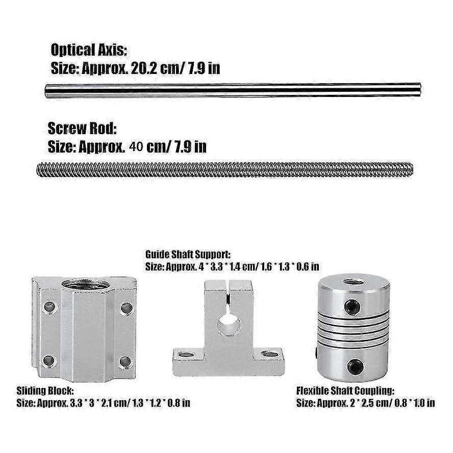 T8 Lead Screw Kit with Shaft Coupling 400mm Horizontal Optical Axis 8mm ...