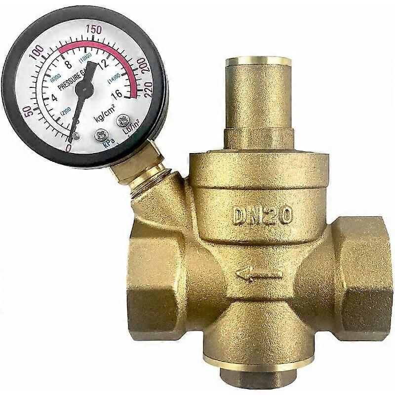 Water Pressure Regulator Brass - Adjustable Pressure Reducer Valve w ...
