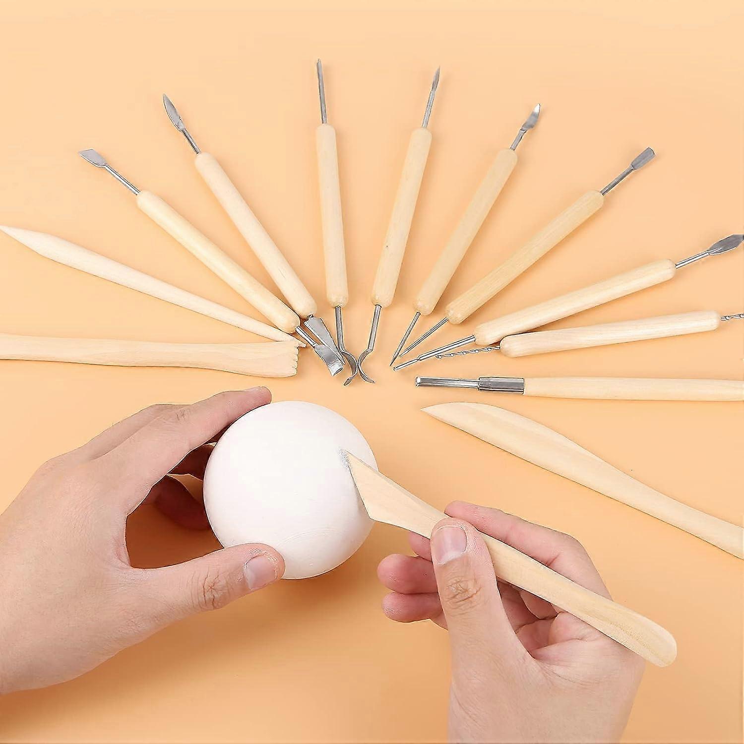 Pottery Tool, 30 Pieces Wooden and Stainless Steel Clay Pottery Tool ...