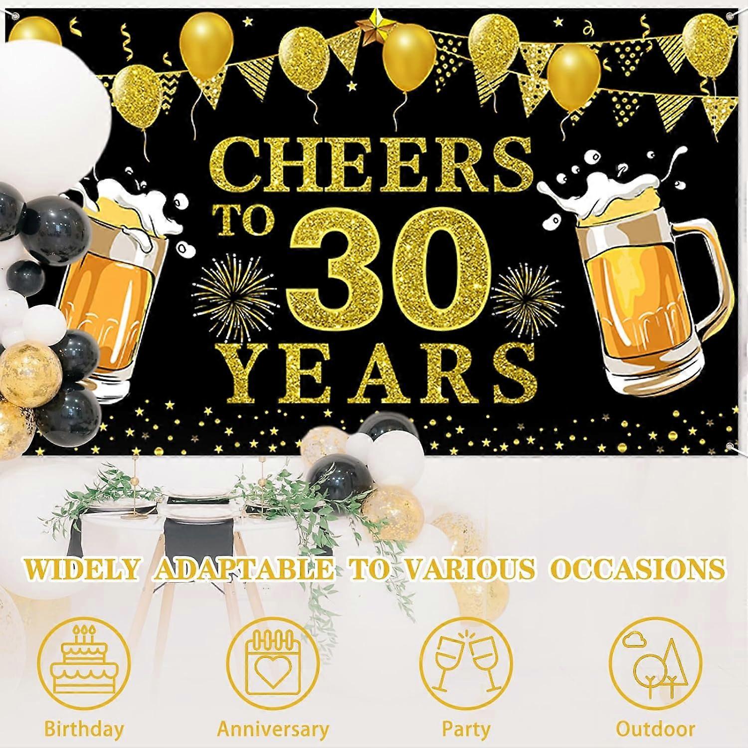 30th Birthday Decorations Cheers to 30 Years Birthday Banner Backdrop ...