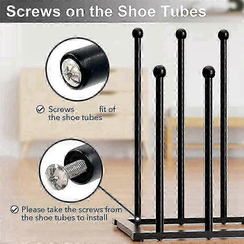 Free Standing Shoe Racks Black Metal Boot Rack, Shoe Organizer for Dorm ...