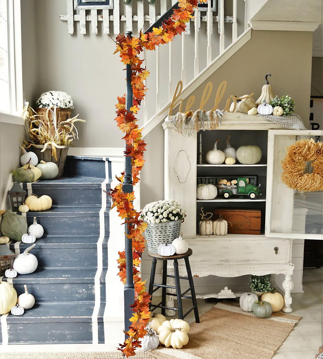 2 Pack Fall Garland Maple Leaf, Hanging Vine Garland Artificial Autumn ...