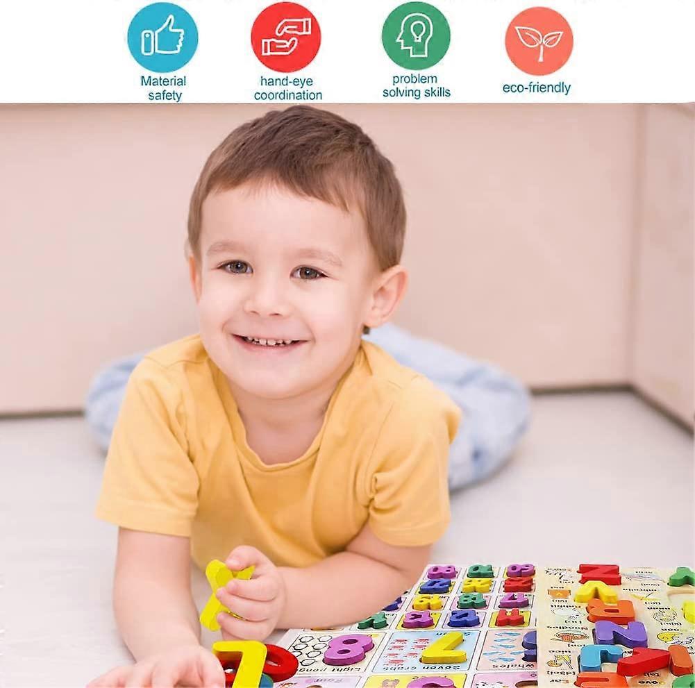 Wooden Alphabet Number Puzzles for Toddlers, 2 Pack Oversized ABC ...