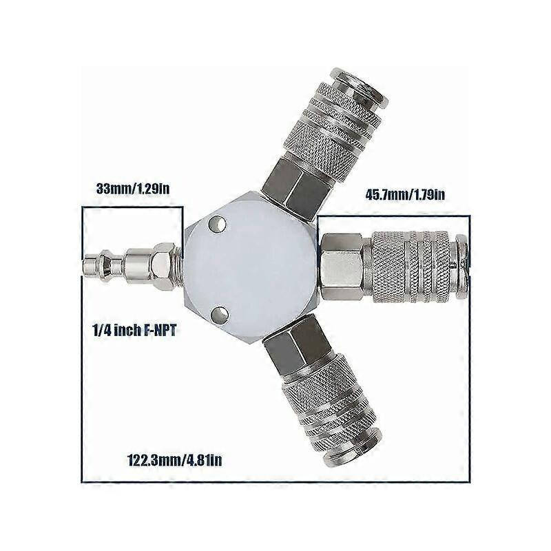 Compressed Air Y Splitter - Quick Connect - 3 Way - Pneumatic Connector ...