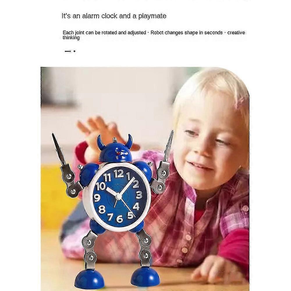 Clock,loud Cute Alarm Robot Clock Non-ticking,desk Clock Cartoon Kids ...