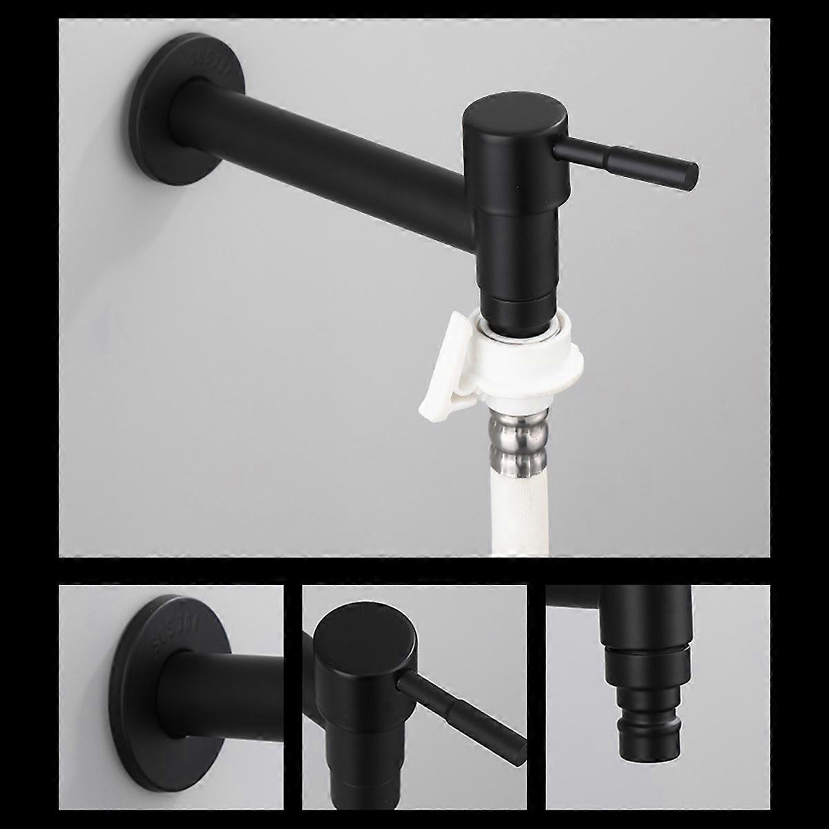 Black Mop Pool Faucet Wall Mounted Cold Water Tap Water Saving ...