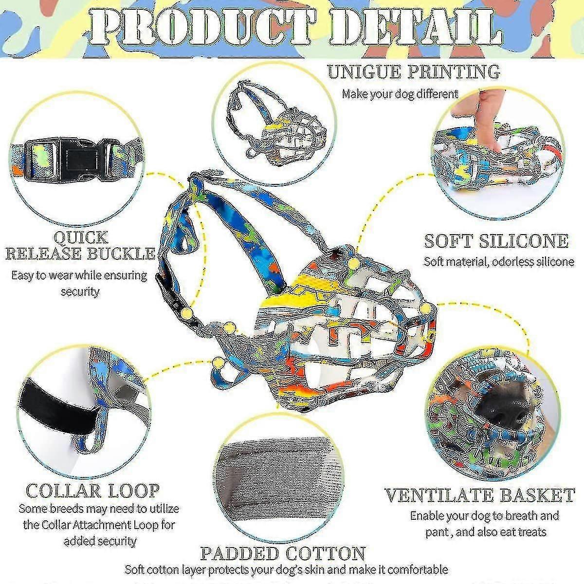 Dog Muzzle, Silicone Basket Muzzle For Small Medium Large Dogs, Soft ...