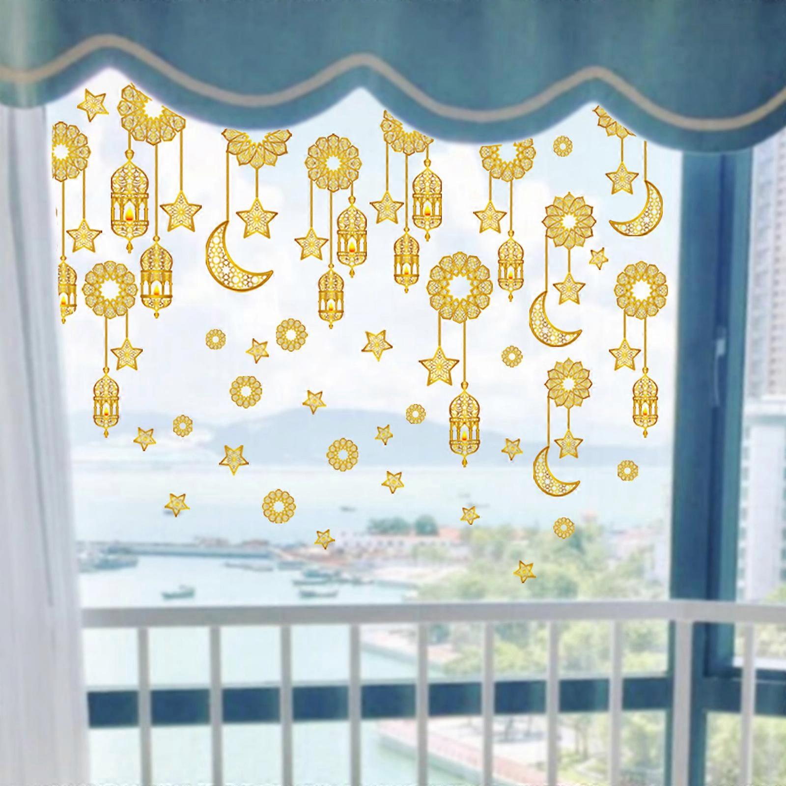 Eid Wall Stickers 2pc/set Double Side Static Electricity Moon Star ...