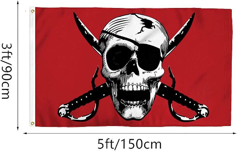 3x5 FT Pirate Flags - Crimson Pirate Flags - Jolly Roger Flags ...
