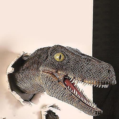 Velociraptor Statue Wall, Wall Mount Dinosaur Head Sculpture, Dinosaur ...