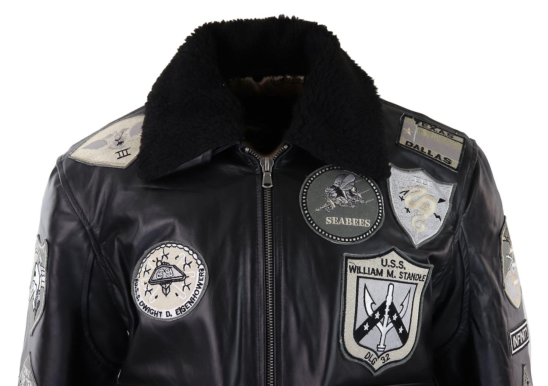 Men's Full Maverick Jacket Pilot Bomber US Badges | Fruugo UK