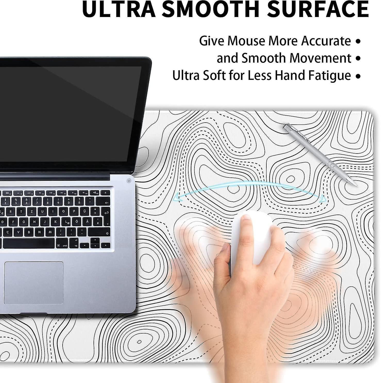 Topografisk kontur Hvit Gaming musematte xxl geografiske kart linjer ...