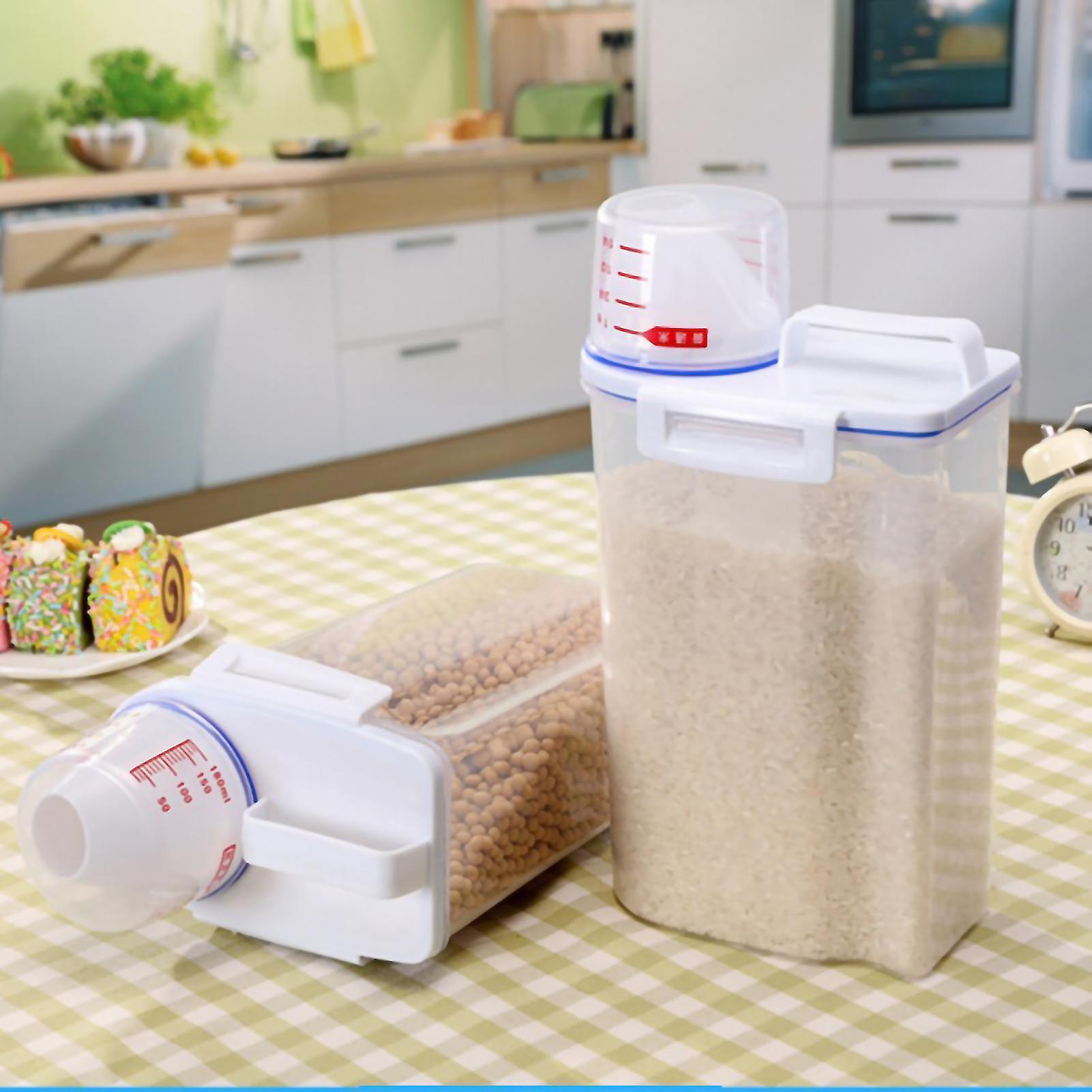 Portable Rice Bucket 2KG Transparent Rice Storage Container with ...