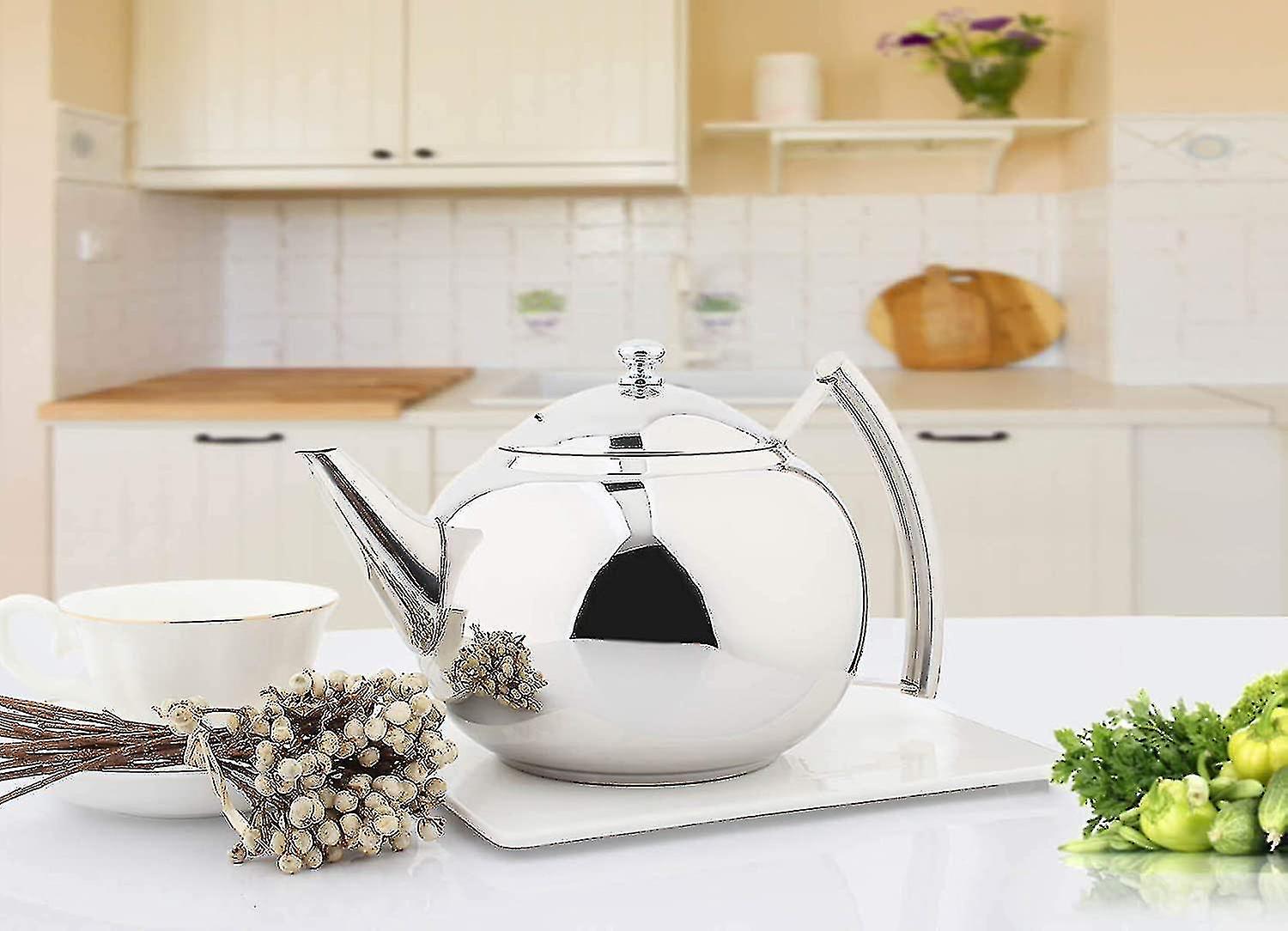 Teapot With Infuser Loose Tea Leaf 2 Liter Stainless Steel Tea Pot ...