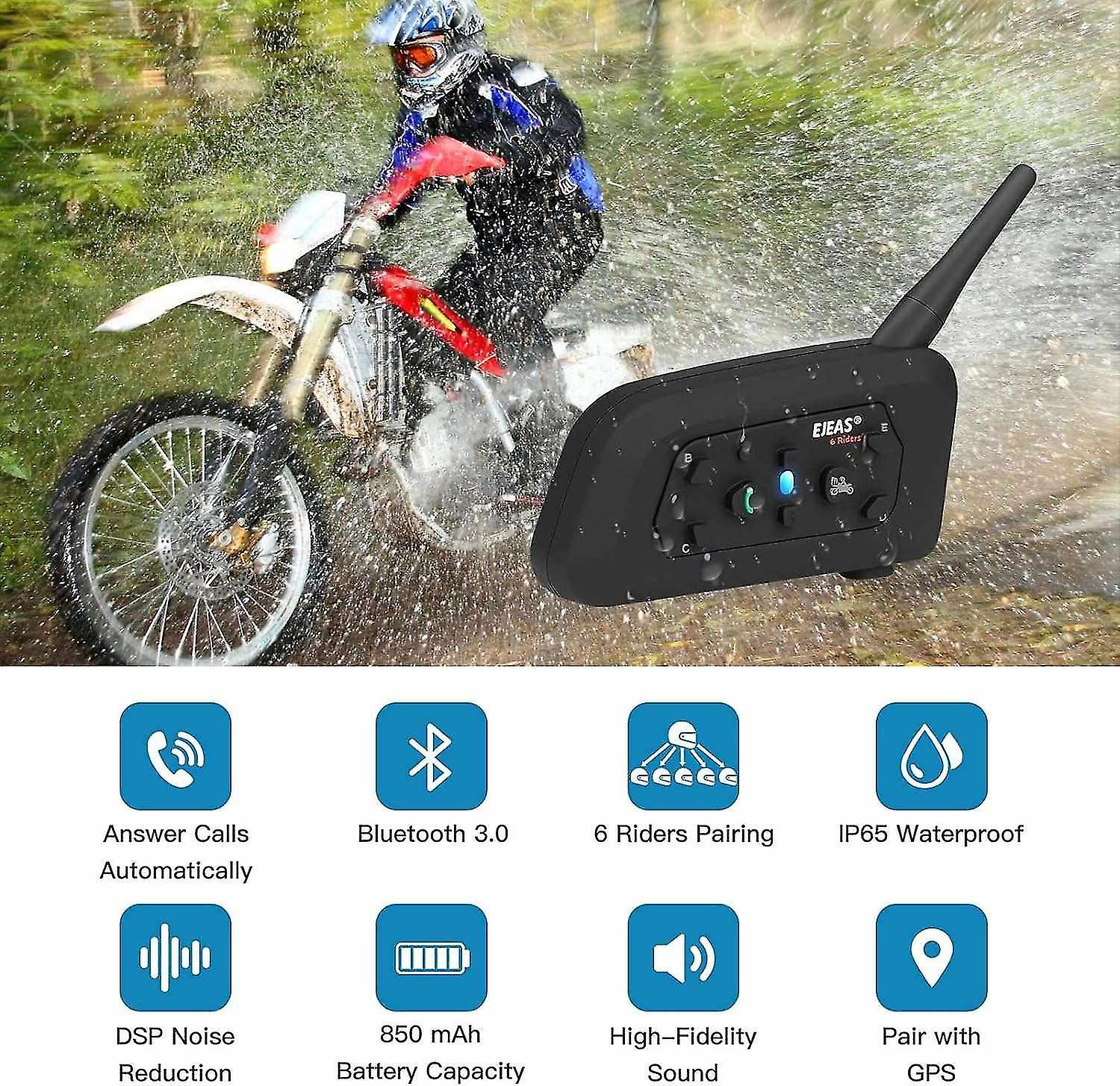 V6 Pro Motorcycle Helmet Bluetooth Intercom Headset Communication ...