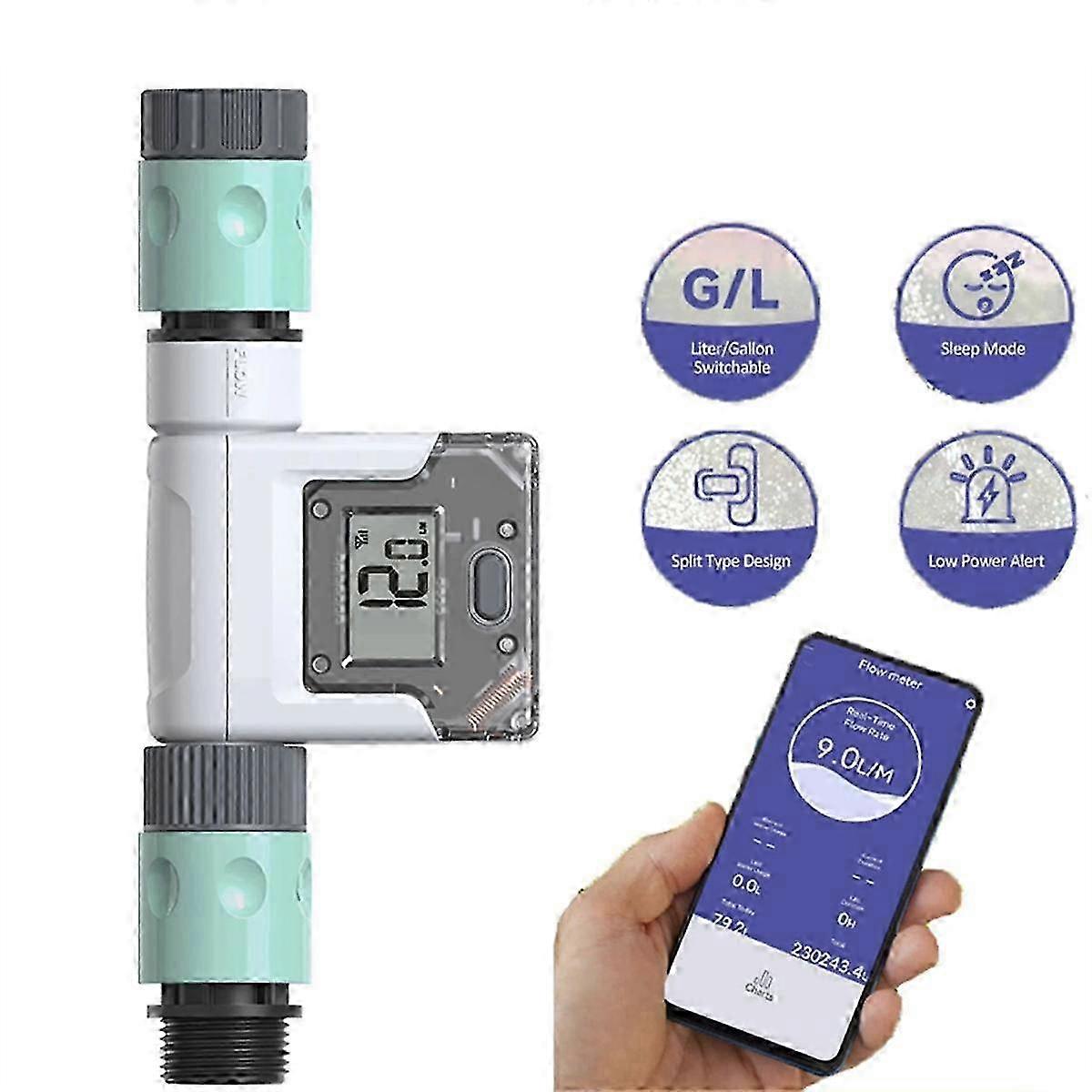 WiFi Water Flow Meter for Garden Hose Smart Water Meter with 4 Flow ...