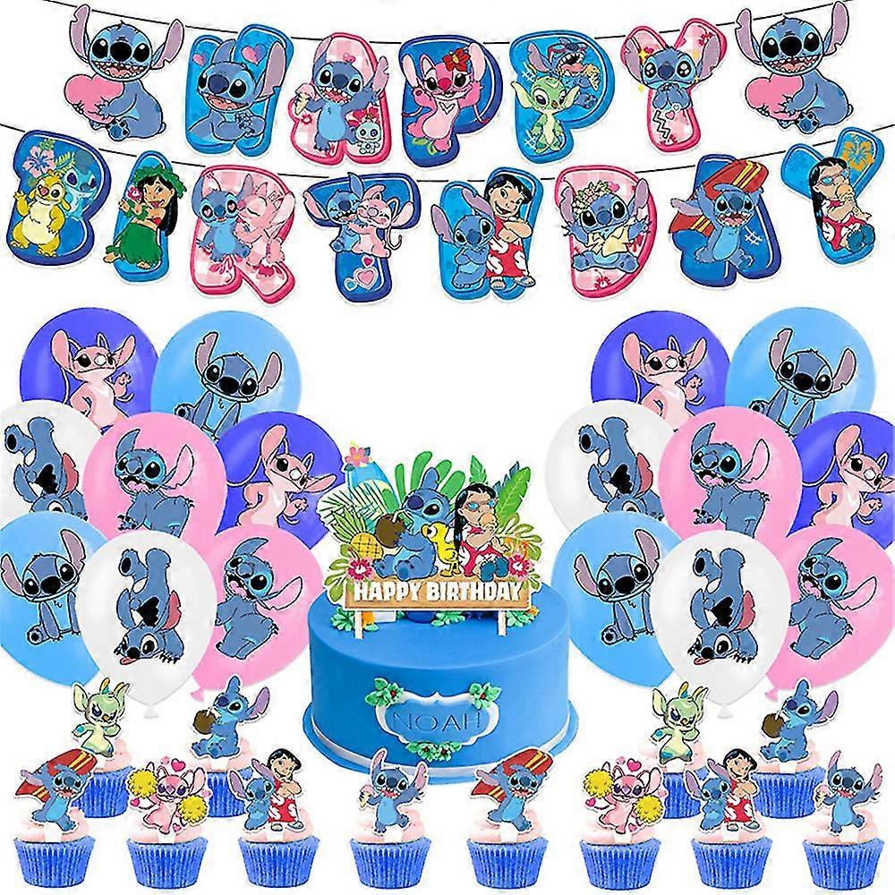 Kids Boys Girls Lilo & Stitch Theme Happy Birthday Decoration Balloons ...