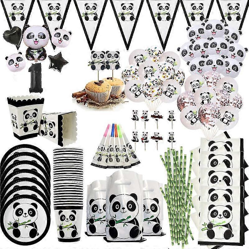 Panda Party Decorations Supplies Happy Birthday Banner Balloons Panda ...